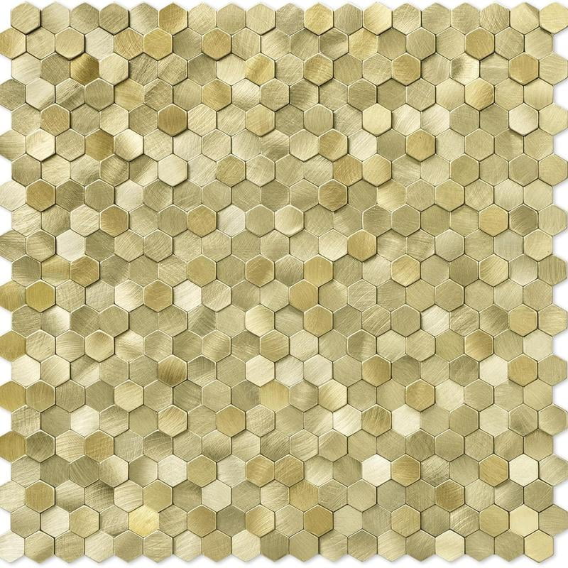 8 Counts Self-Adhesive 3D Mosaic Penny Hexagon Backsplash Tiles, Peel ...