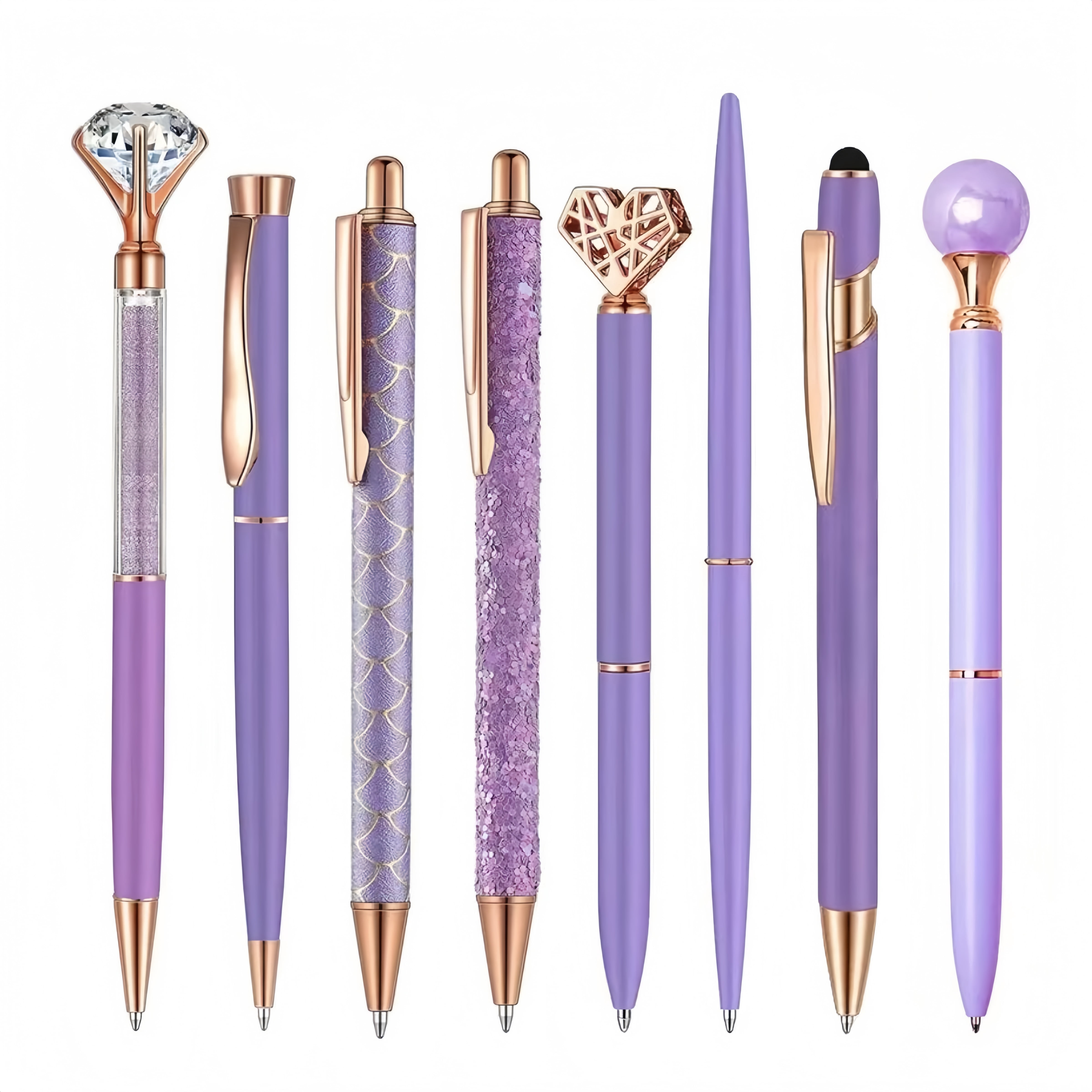8 Creative and Colorful Metal Ballpoint Pens, Black Ink Pen Set, High ...