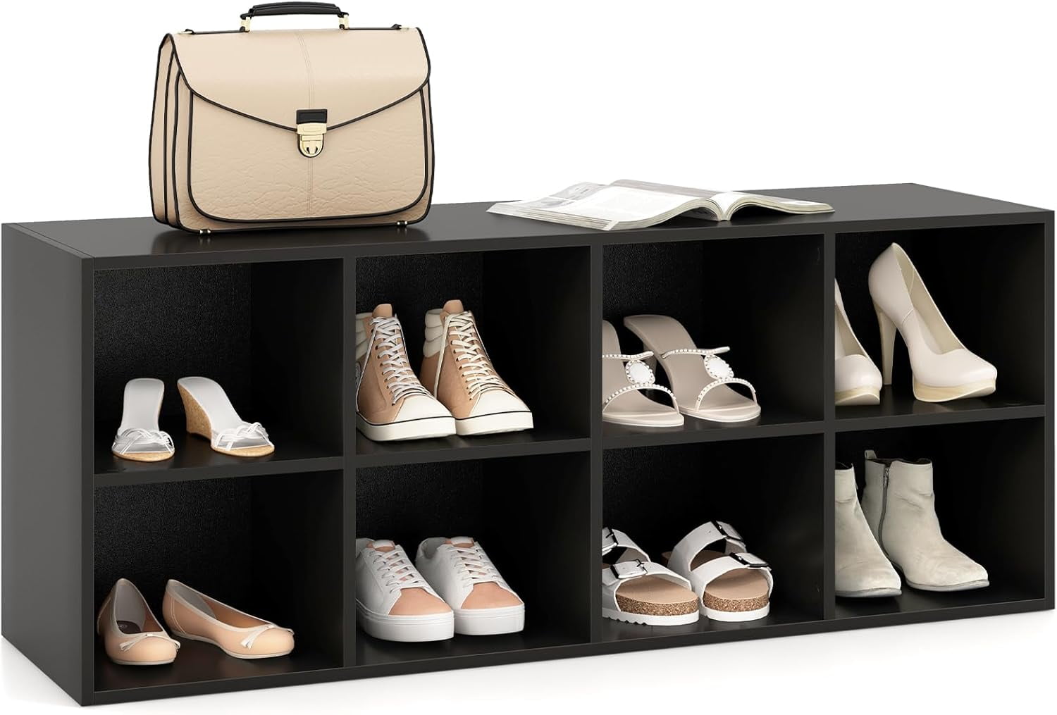 8-Cubby Shoe Storage Bench 40\u201D Entryway Bench with Storage 500 LBS ...