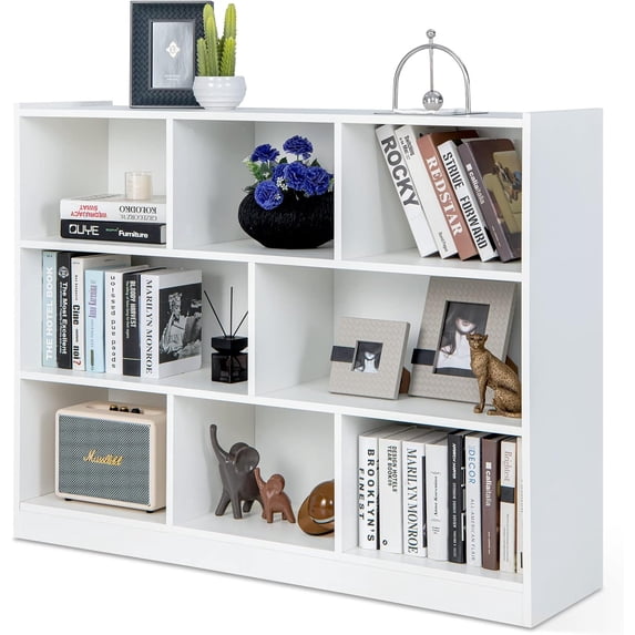 8 Cube Bookcase, Freestanding 3-Tier Open Bookshelf, Modern Storage ...