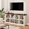 8-Cube Horizontal Bookshelf, 2-Tier Long Freestanding Bookcase Cabinet ...