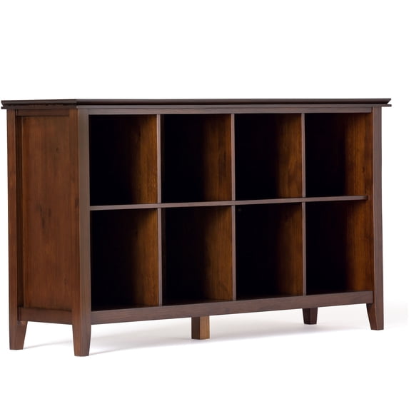 8-Cube Solid Wood Storage Sofa Table, Dark Brown Organizer Console ...