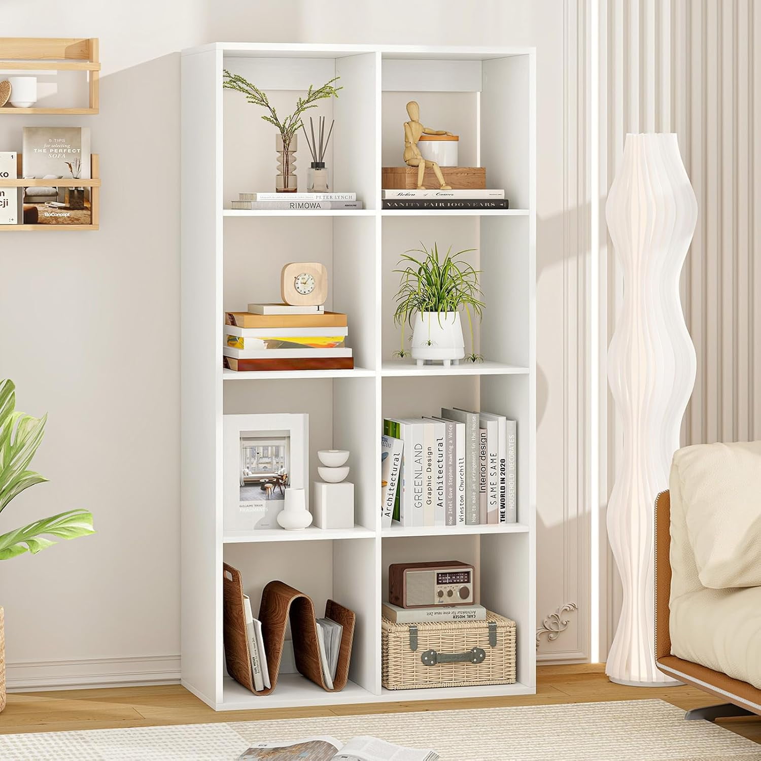 8 Cube Storage Organizer, 4 Tier Floor Standing Bookshelf, 54 inch Tall ...