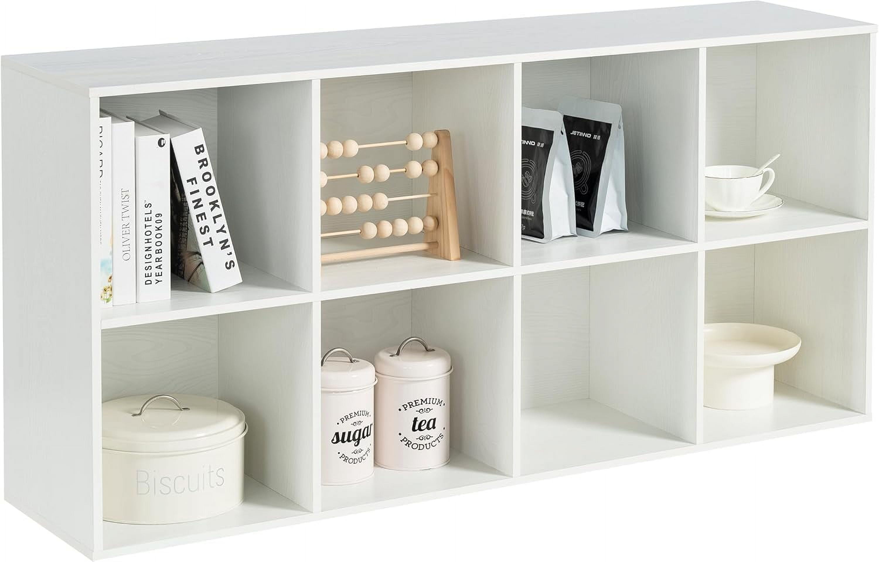 8 Cube Storage Organizer Bookcase,Wood Decorative Open Book Shelf ...