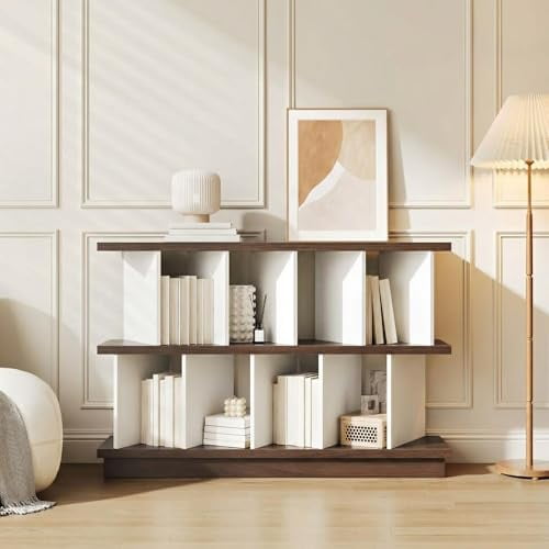 8 Cube Storage Organizer, Modern Horizontal Bookshelf with Removable ...