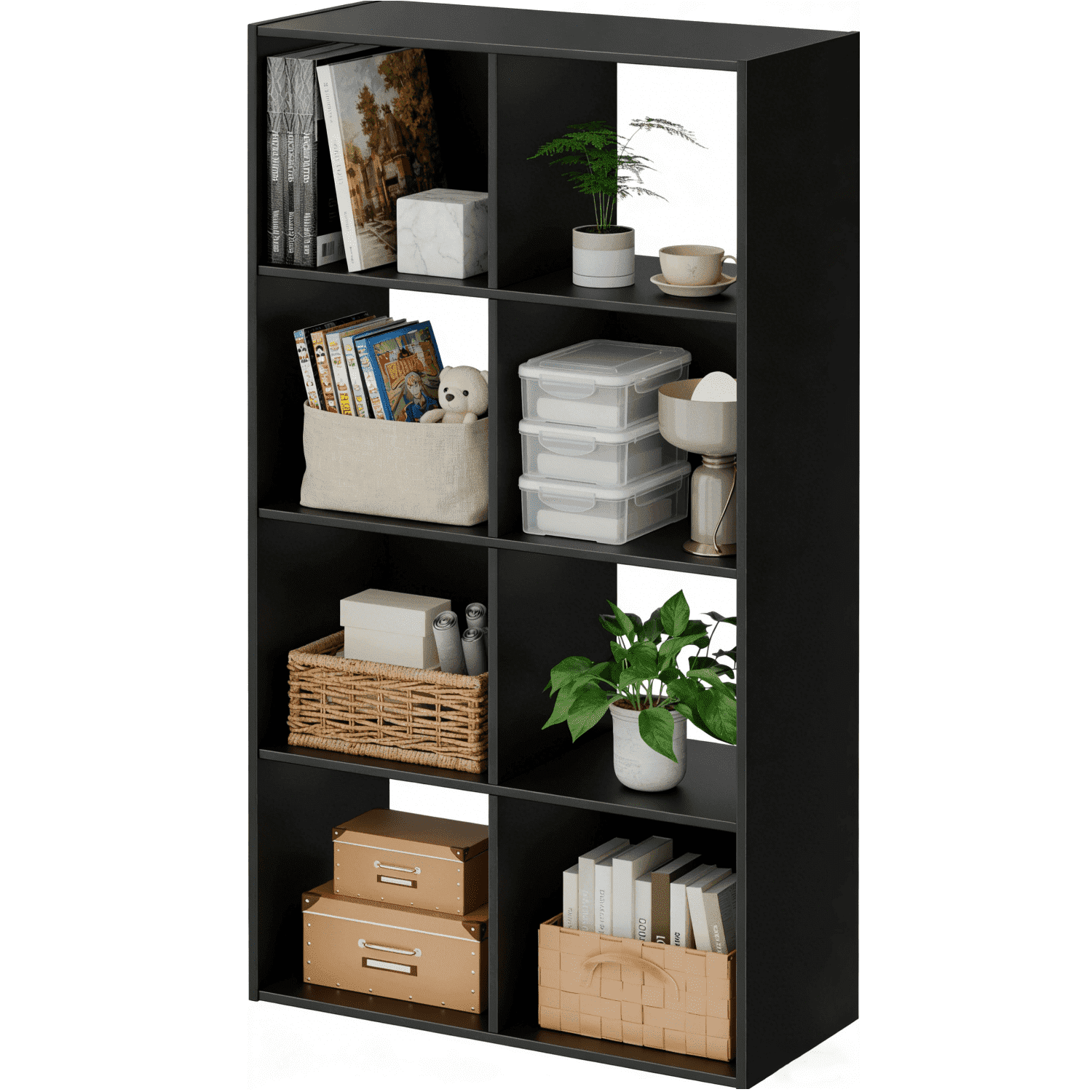 8 Cube Storage Organizer, Open Back Bookshelf with Removable Panels ...