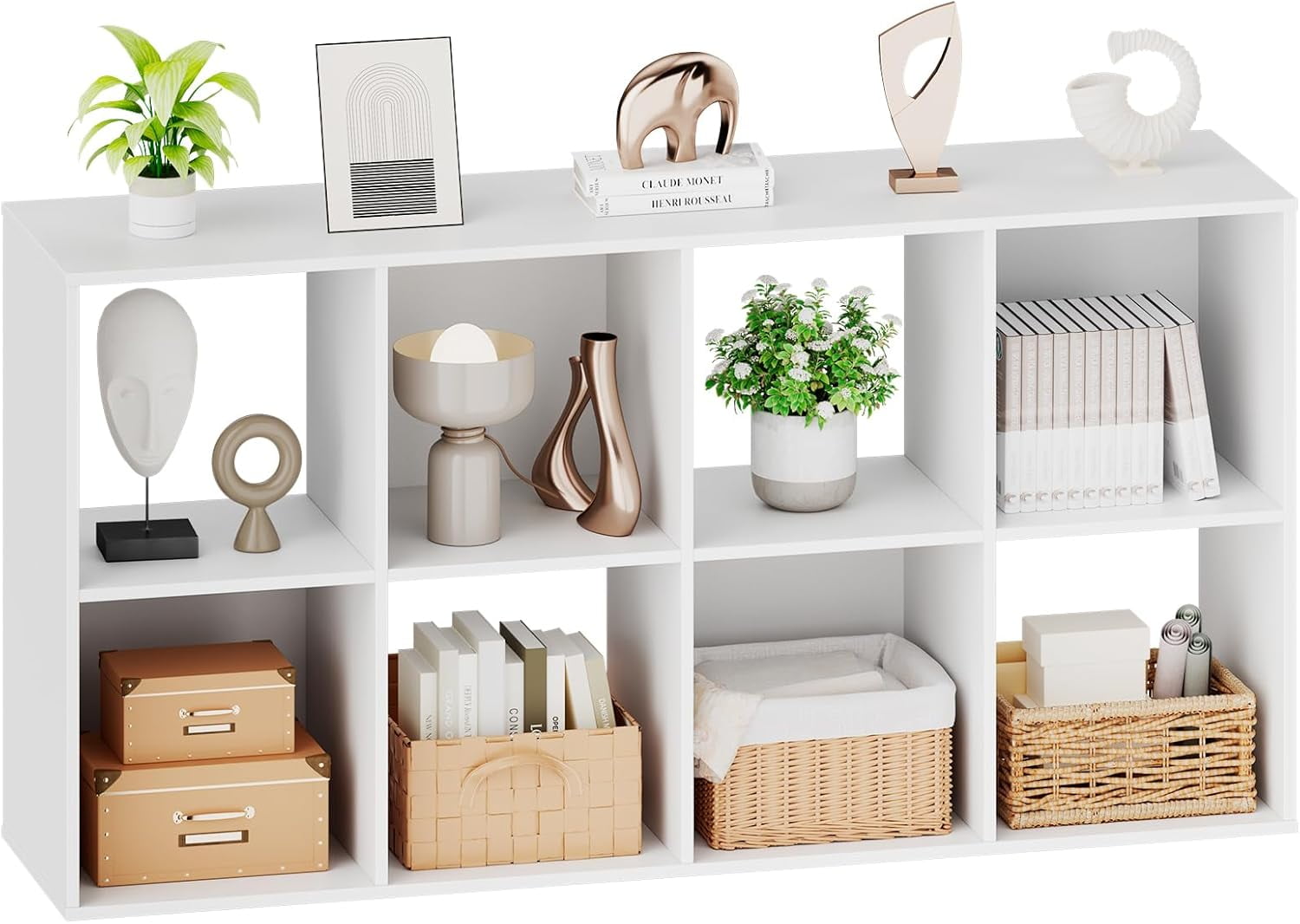 8 Cube Storage Organizer - Open Bookshelf with 4 Removable Back Panels ...