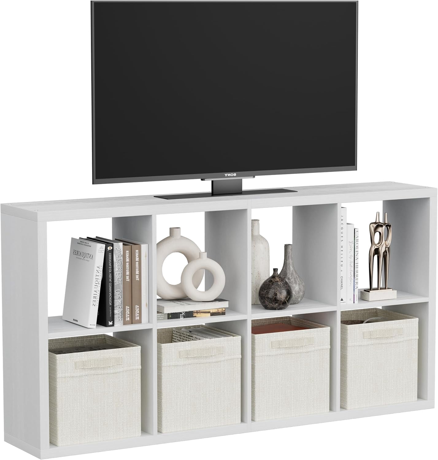 8-Cube Storage Organizer Shelf, Heavy-Duty Engineered Wood, 25.12" L x ...