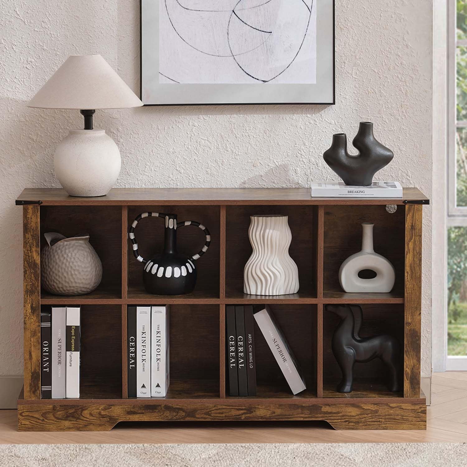 8 Cube Storage Organizer, Wood Cube Bookshelf with LED Lights ...