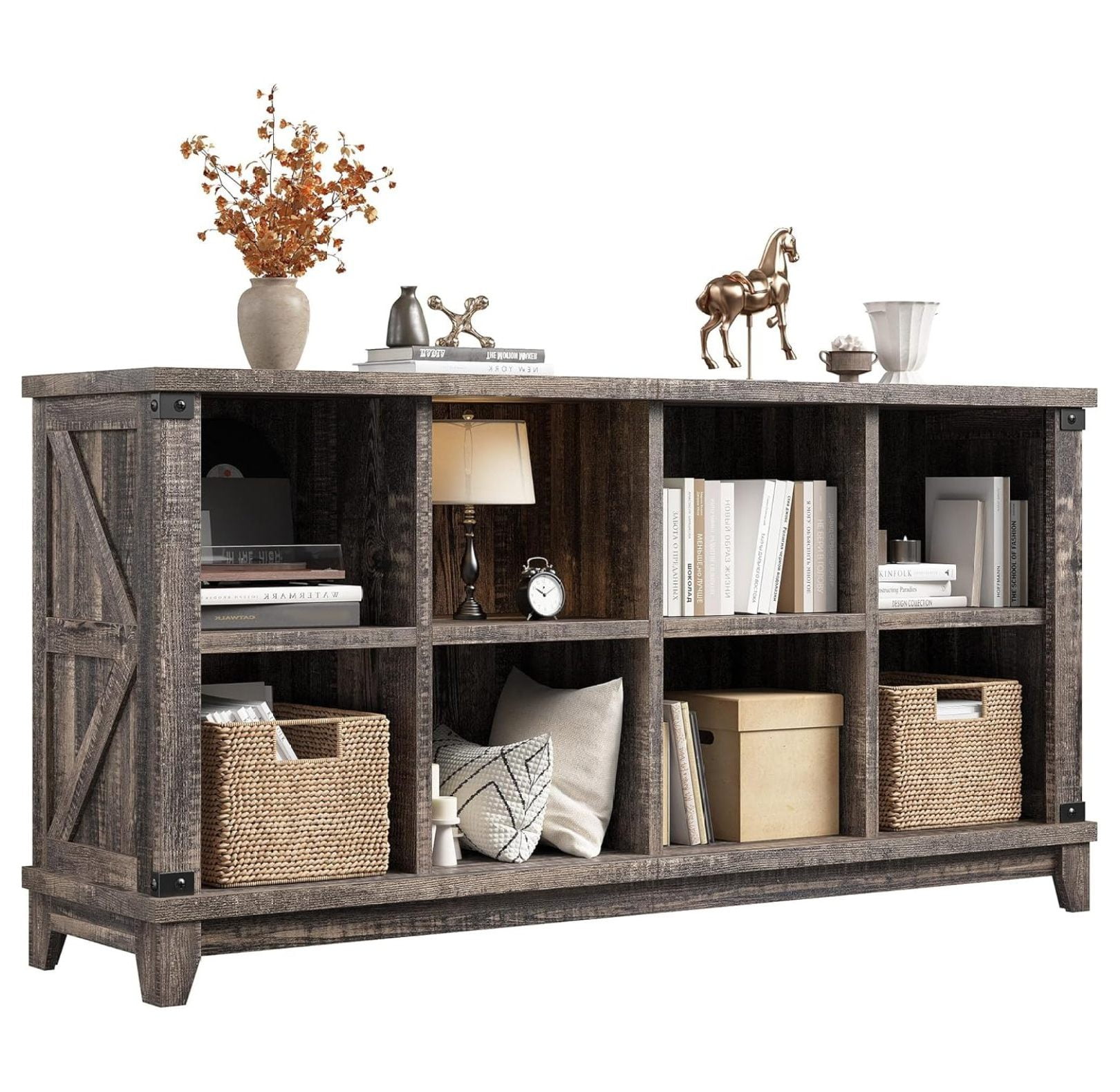 8 Cube Storage Organizer and Shelves Farmhouse Industrial Style Sturdy ...