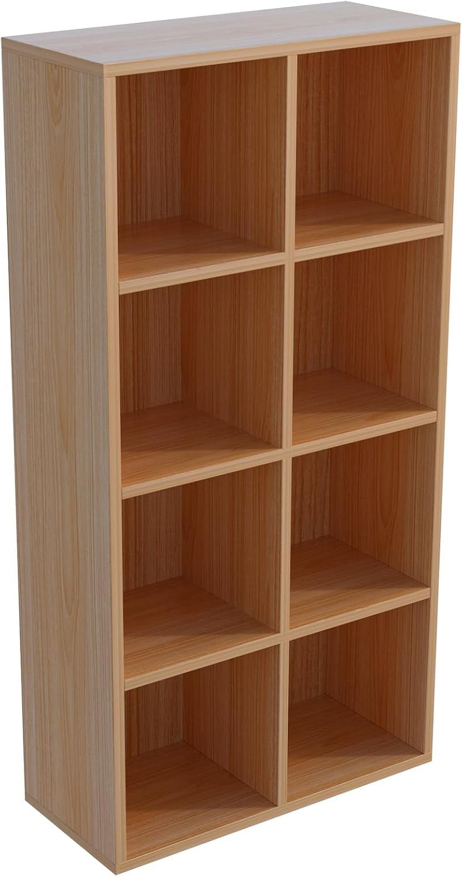 8-Cube Storage Shelf Bookcase - Wooden 4-Tier Floor Standing Open ...