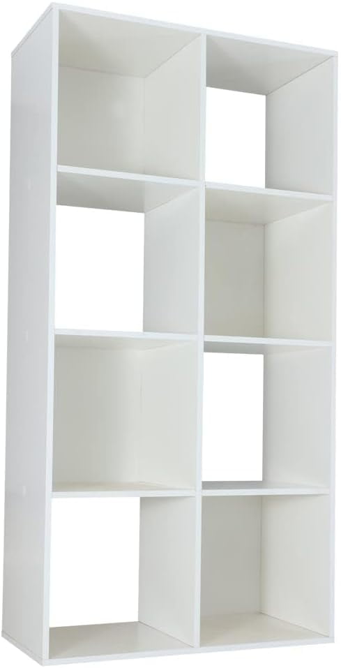 8-Cube Storage Shelf Organizer, 11.7" D x 24.1" W x 47.6" H, White ...
