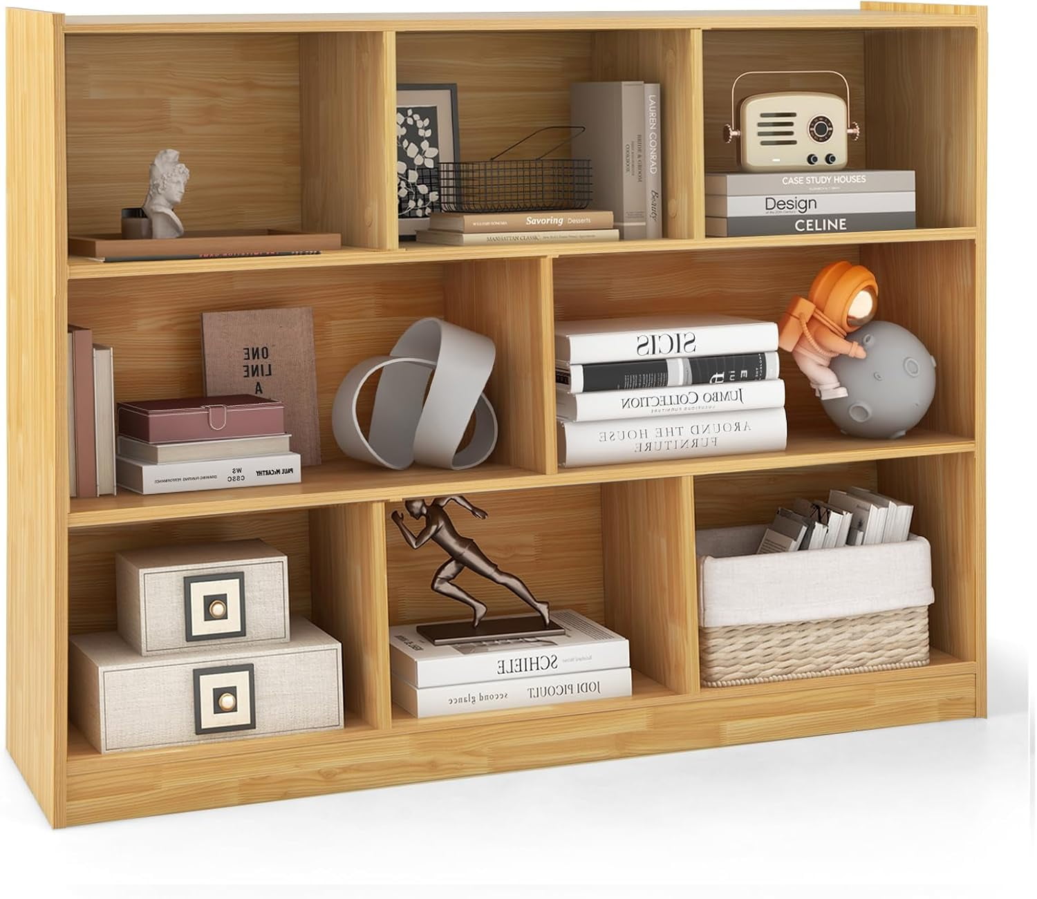 8 Cubes Organizer Bookcase, 3-Tier Open Bookshelf, Horizontal Storage ...