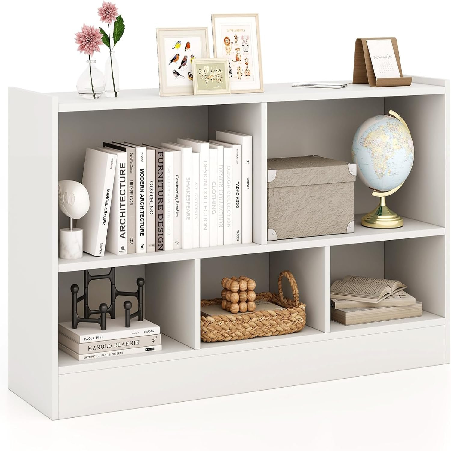 8 Cubes Organizer Bookcase 3-Tier Open Bookshelf Horizontal Storage ...