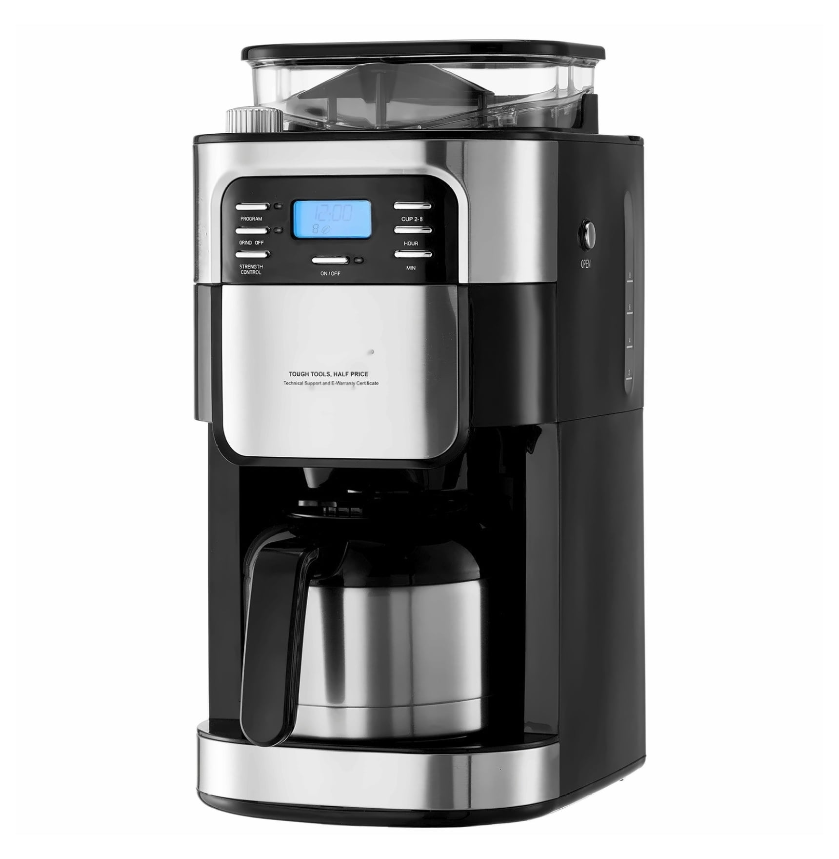 8-Cup Coffee Maker with Grinder & Timer - Drip Coffee Machine Auto Brew ...