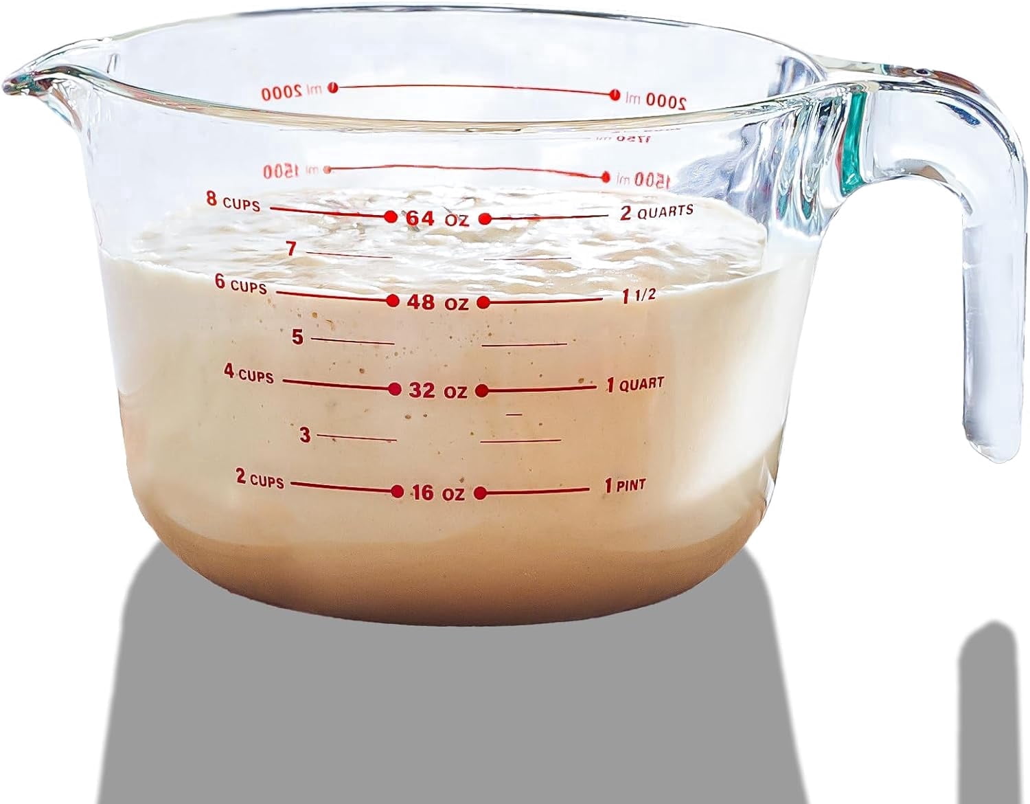 8 Cup Large Glass Measuring Cup - Kitchen Mixing Bowl Liquid Measure ...