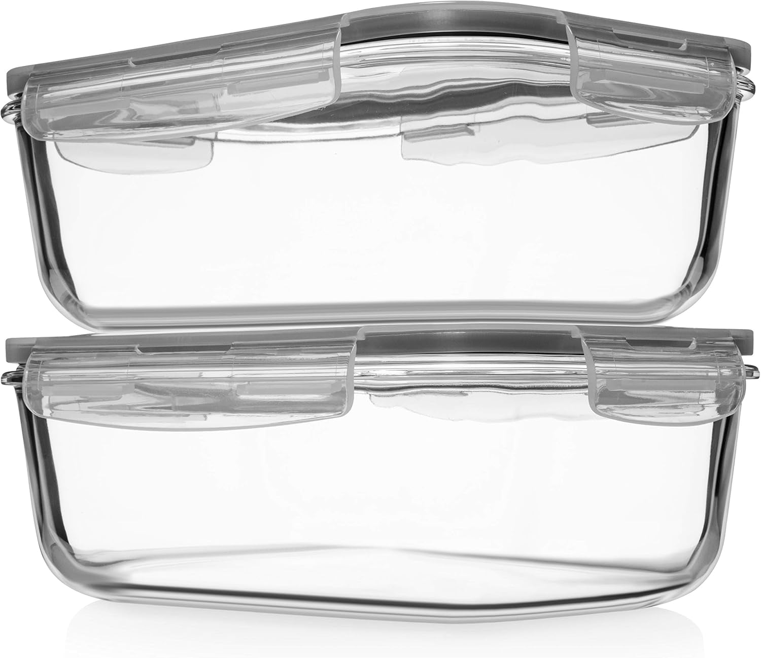 8 Cups/ 63 Oz 4 Piece (2 containers + 2 Lids) Large Glass Food Storage ...