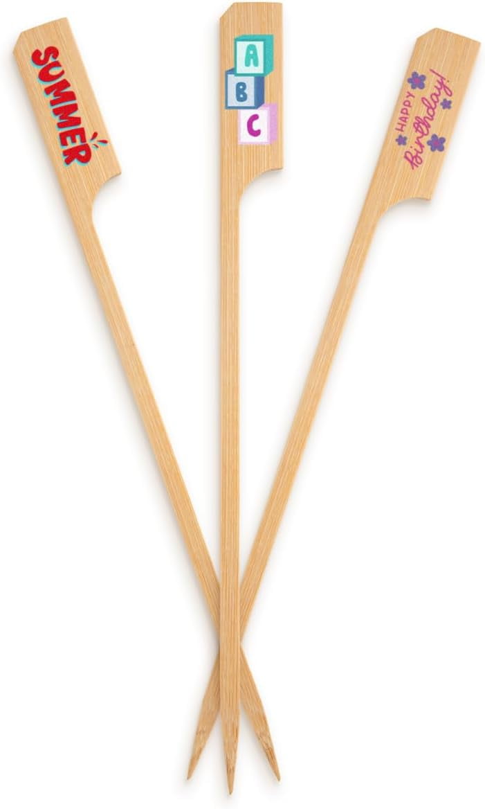 8" Custom Double-Wide Bamboo Paddle Picks – Personalized Full-Color ...