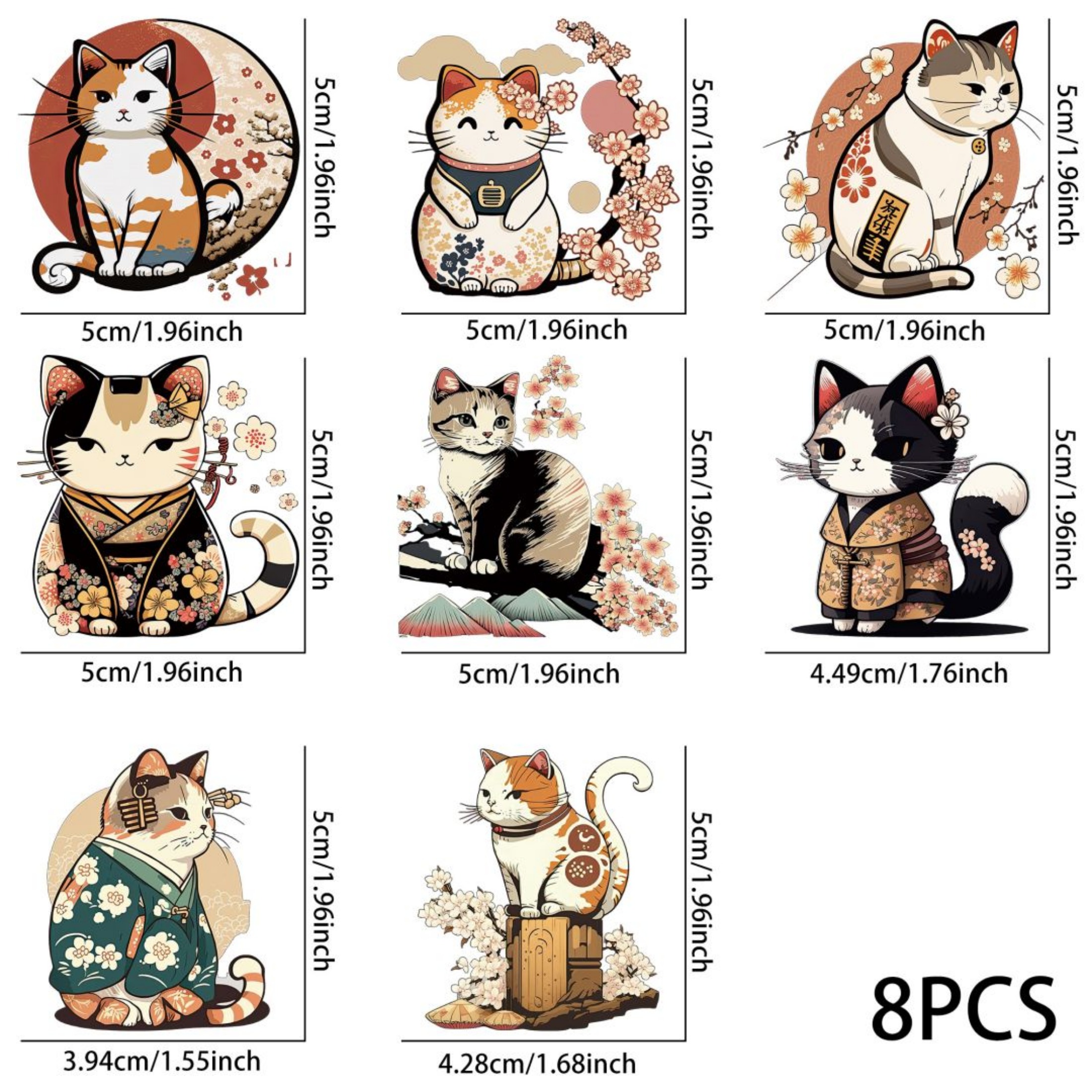 8 Cute Kitty UV Transfer Waterproof Self-adhesive paper for water ...