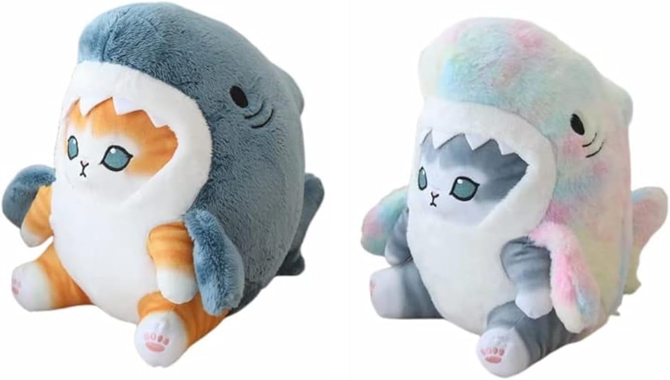 8'' Cute Shark Mofu sand Cat Plush Toy Fried Shrimp Cat Stuffed Animal ...