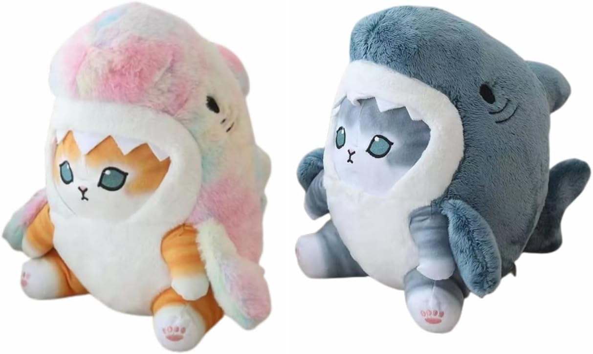 8'' Cute Shark Mofu sand Cat Plush Toy Fried Shrimp Cat Stuffed Animal ...