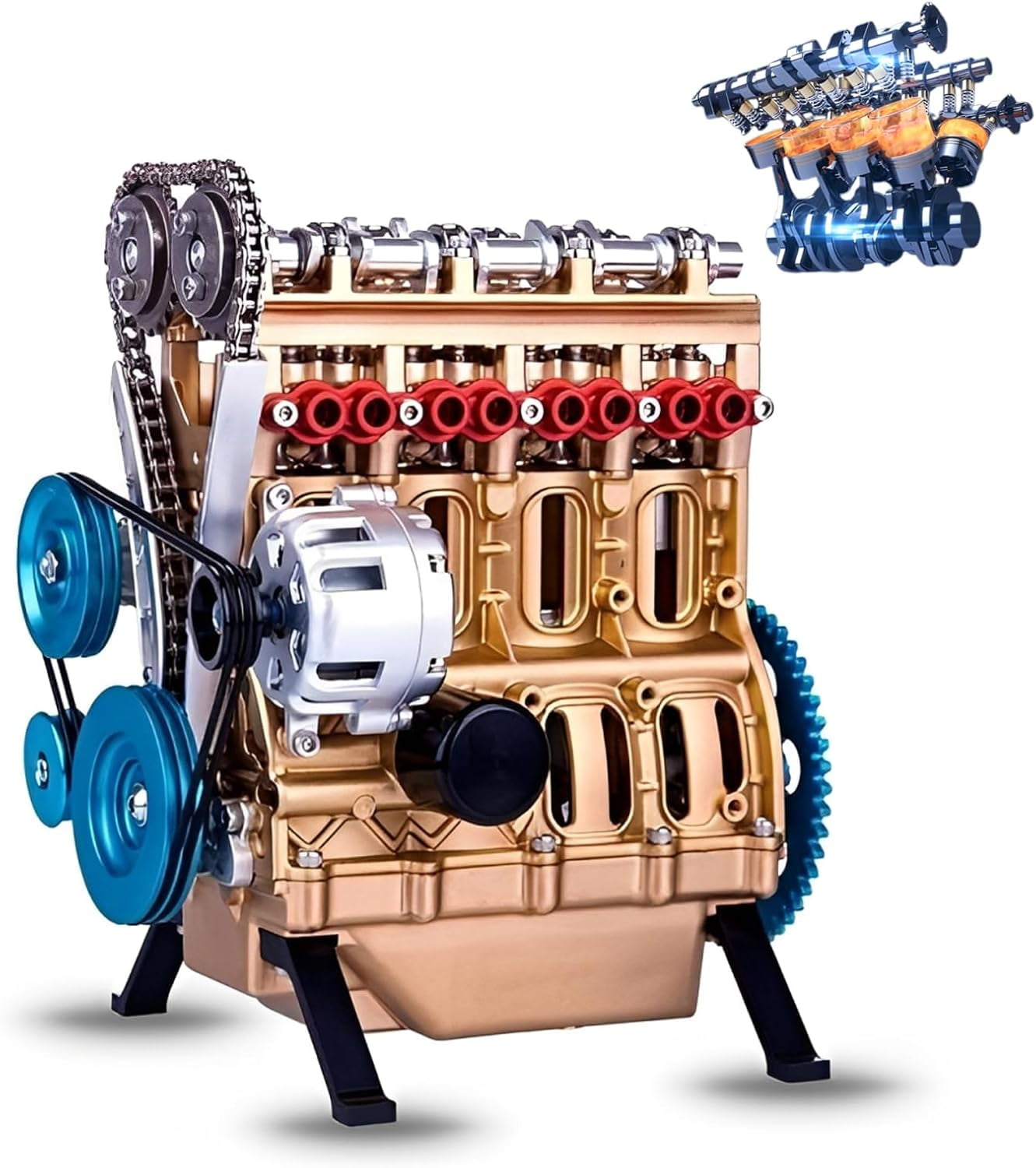 8-Cylinder Full Metal Car Engine Model That Works, V8 Engine DIY Model ...