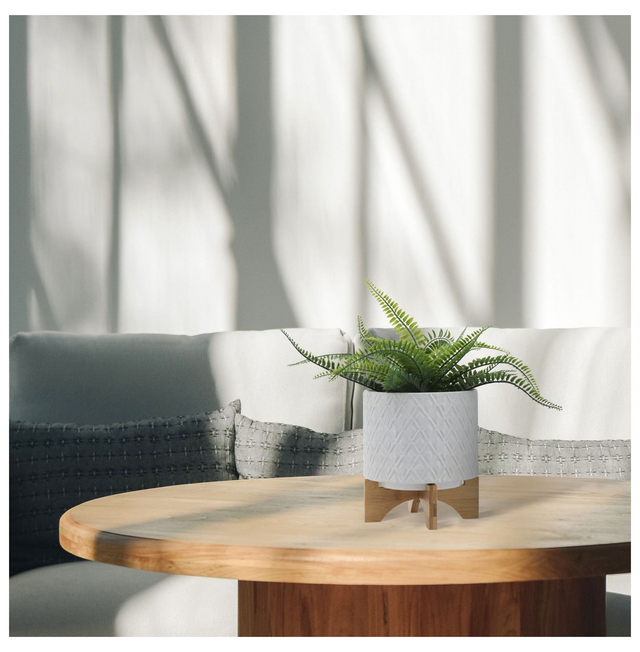 8" DIAMOND PLANTER W/ STAND, WHITE as Pic - Walmart.com