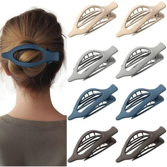 8 Dark Neutral Flat Hair Clips - Matte Claw Clips in Deep Brown, Navy ...