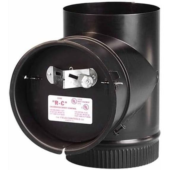 8'' Diameter Black Barometric Damper with Tee | Snap-Lock Stove Pipe ...