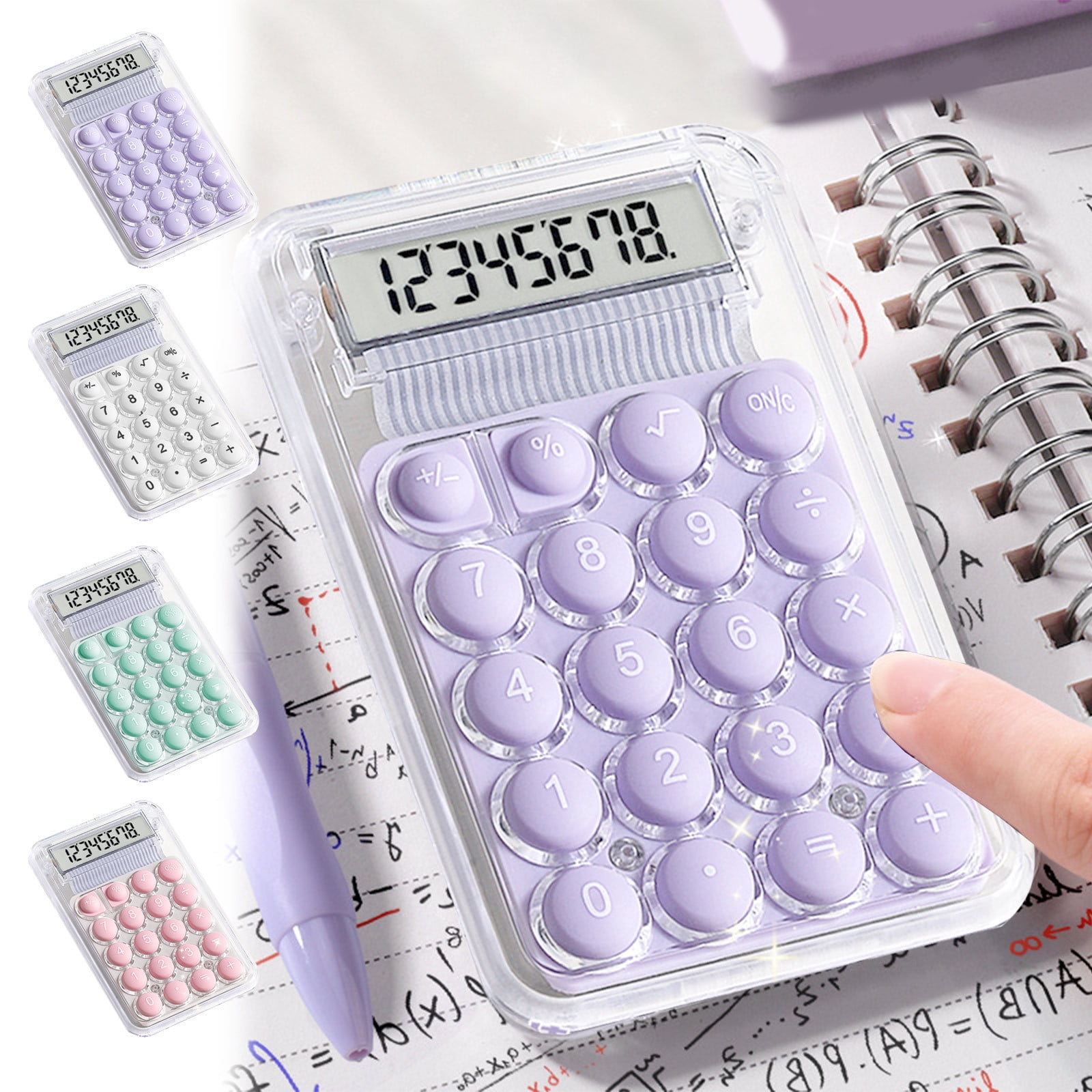 8-Digit Large Display Basic Calculator - Purple/White/Green/Pink ...