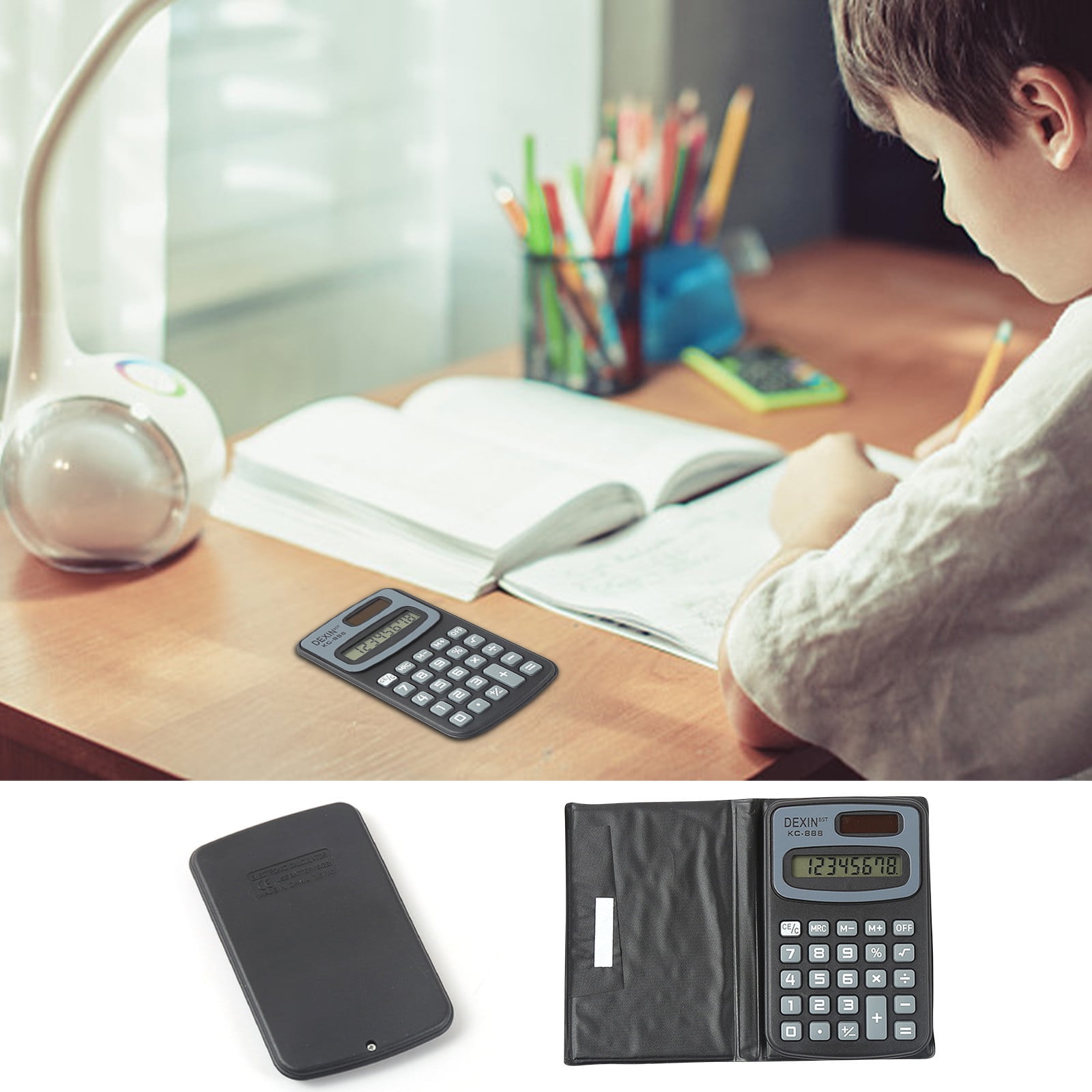 8-Digit Solar Calculator, Mini Portable with Lcd Display & Battery ...