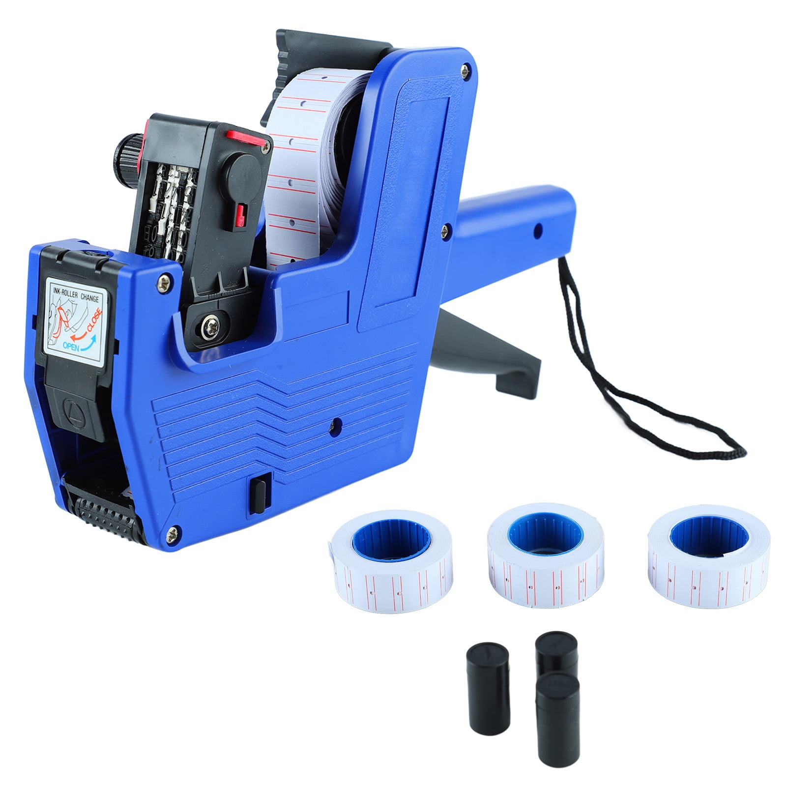 8 Digits Price Numerical Tag Maker with 3 Rolls Label Paper 3 Ink Wheel ...