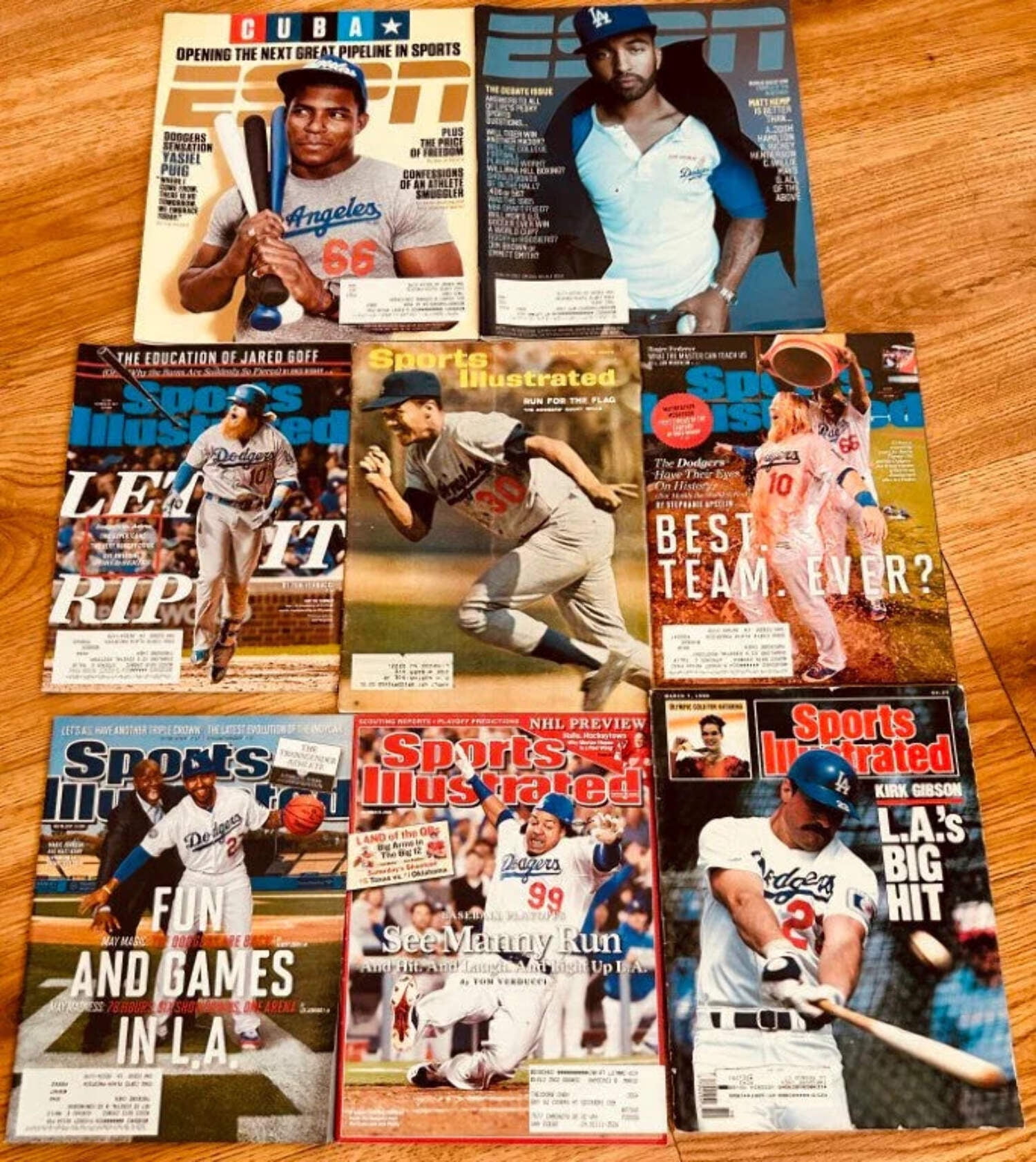 8 Dodgers Sports Illustrated ESPN magazines Justin Turner Kirk Gibson ...