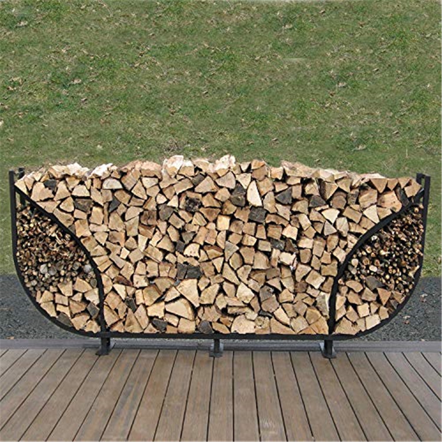 8' Double Leaf Firewood Log Rack with Kindling Kit - Walmart.com