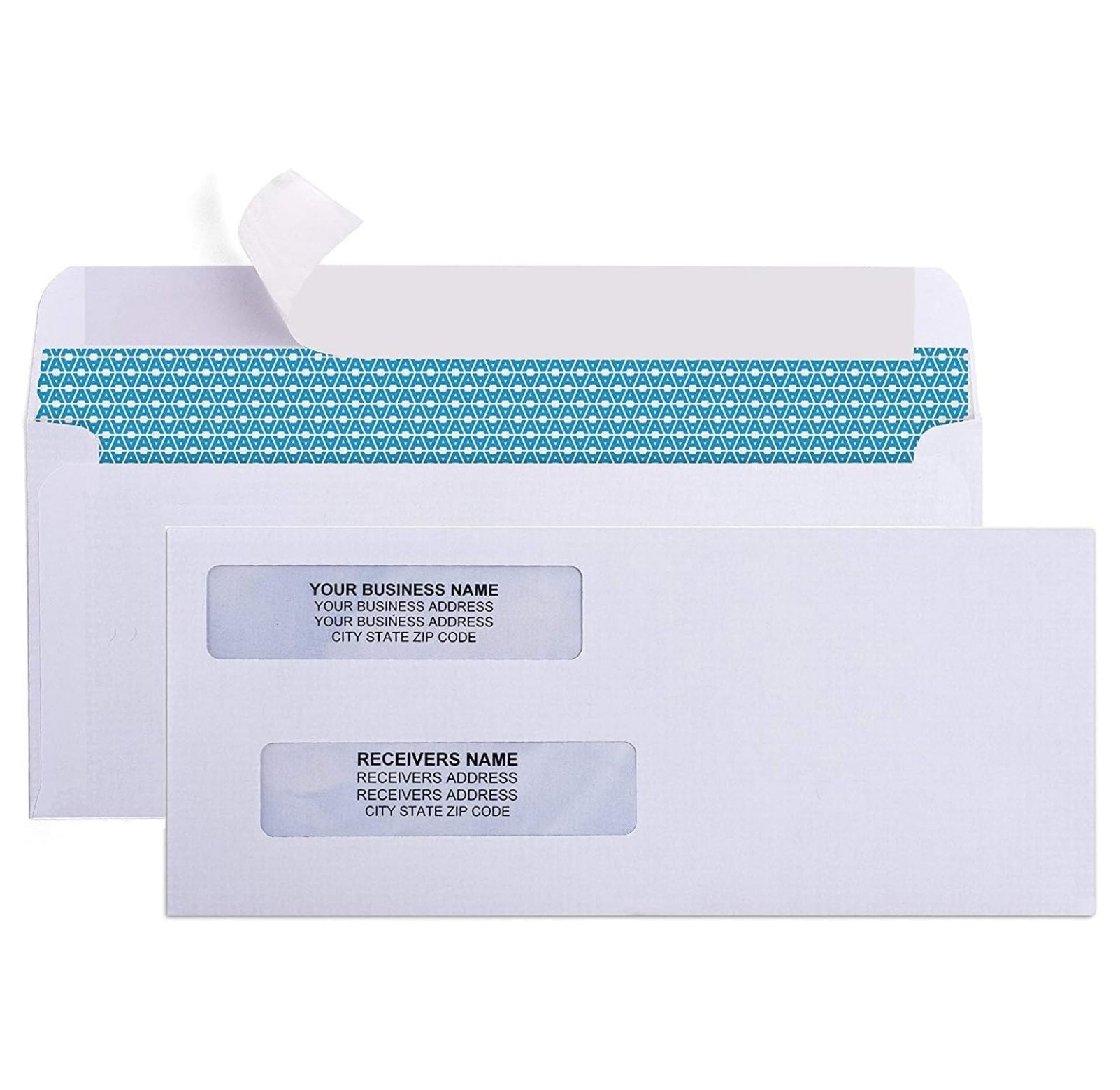 #8 Double Window Self Seal Security Envelopes - for Business Checks ...