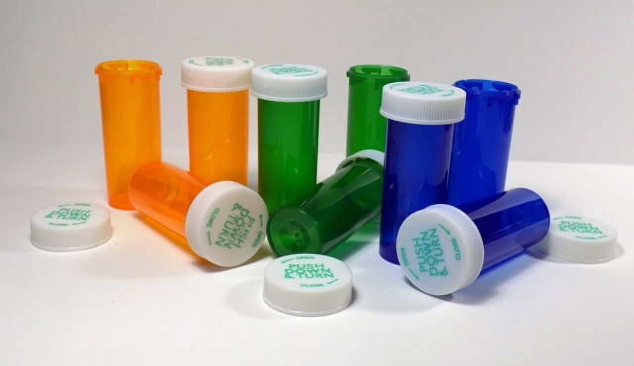 8 Dram Tri- Colors Medical Vial 25 Pack Mixed Colors-9 Amber 8 Blue 8 ...