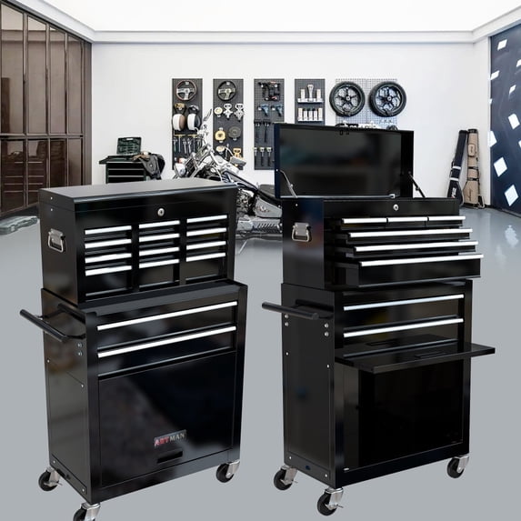 8-Drawer Anti-Tip Rolling Tool Chest, Detachable Heavy-Gauge Steel ...