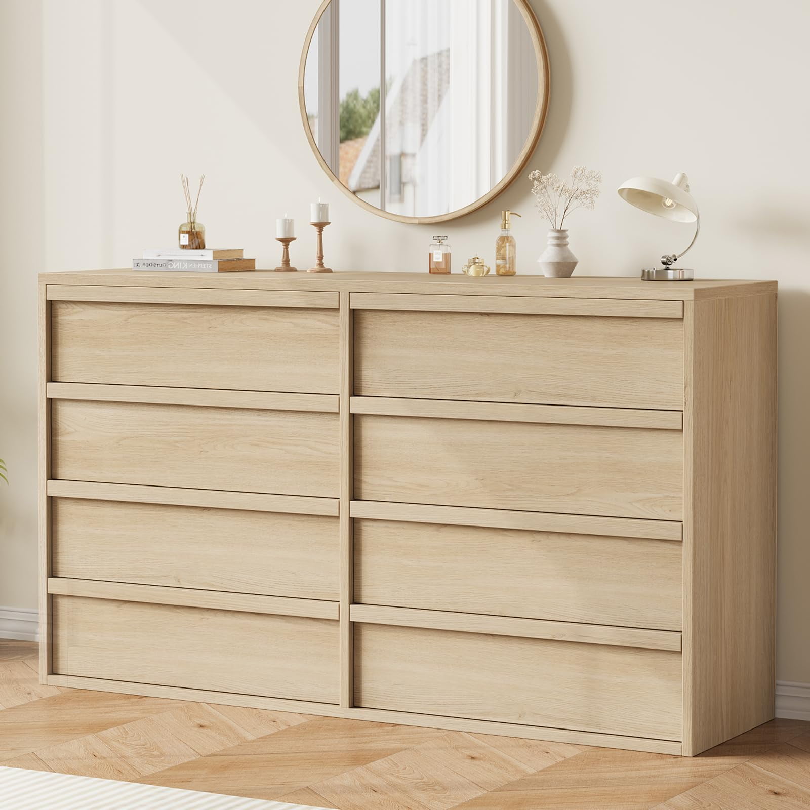 8 Drawer Dresser for Bedroom,54" Wide Modern Double Dresser Organizer ...