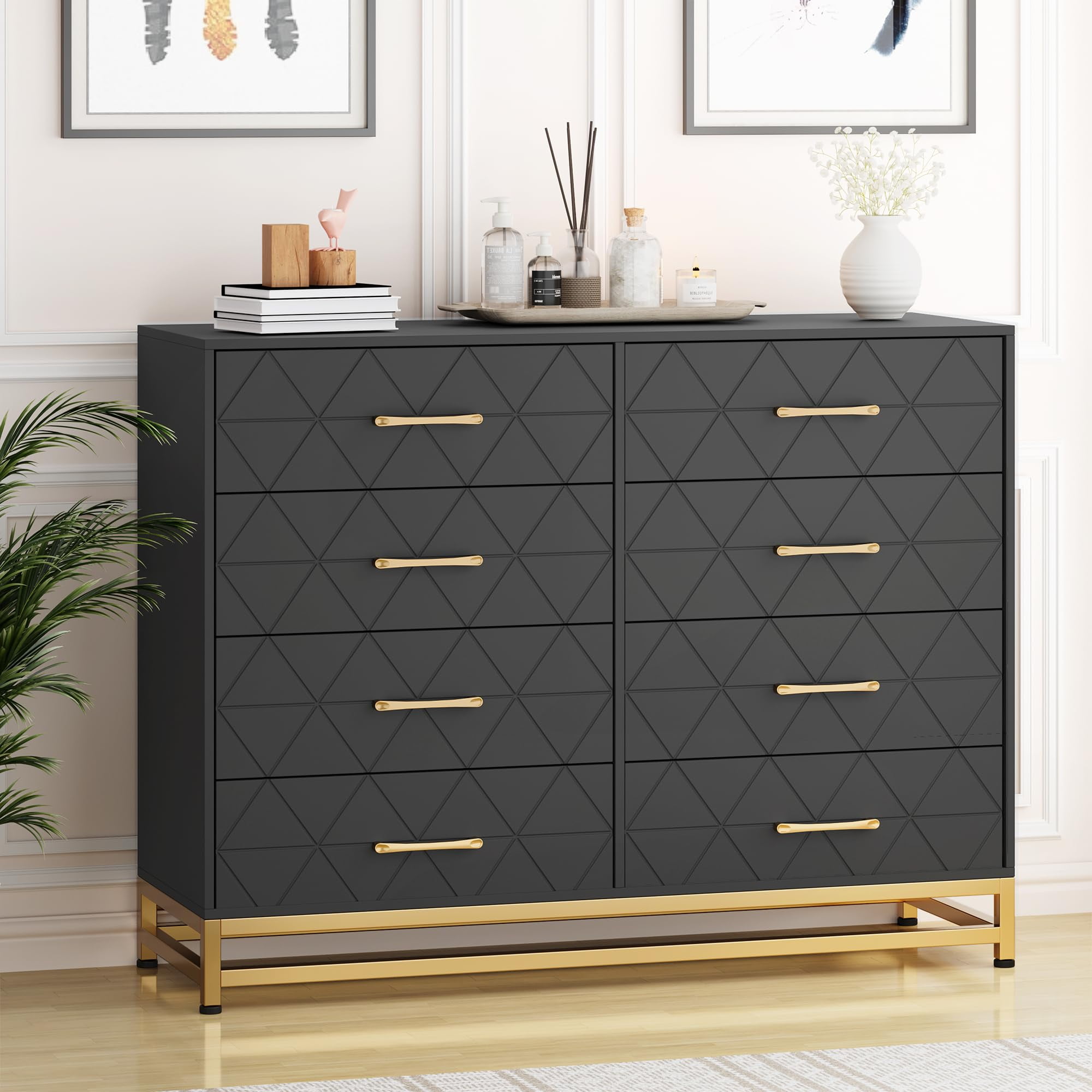 8 Drawer Dresser for Bedroom, Wooden Chest of Drawers, Modern Design ...