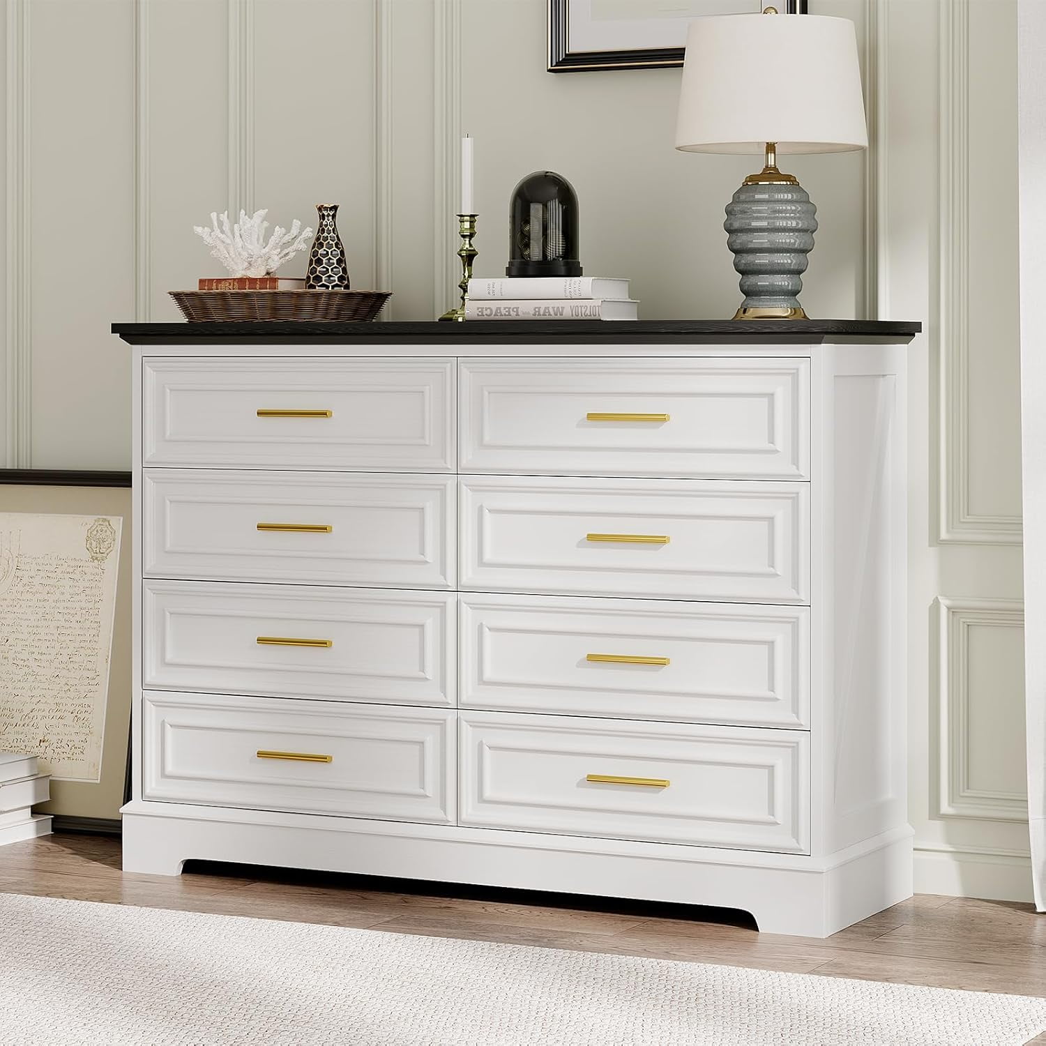 8 Drawer Dresser for Bedroom, 52" Wide Long Chest of Drawers Modern ...