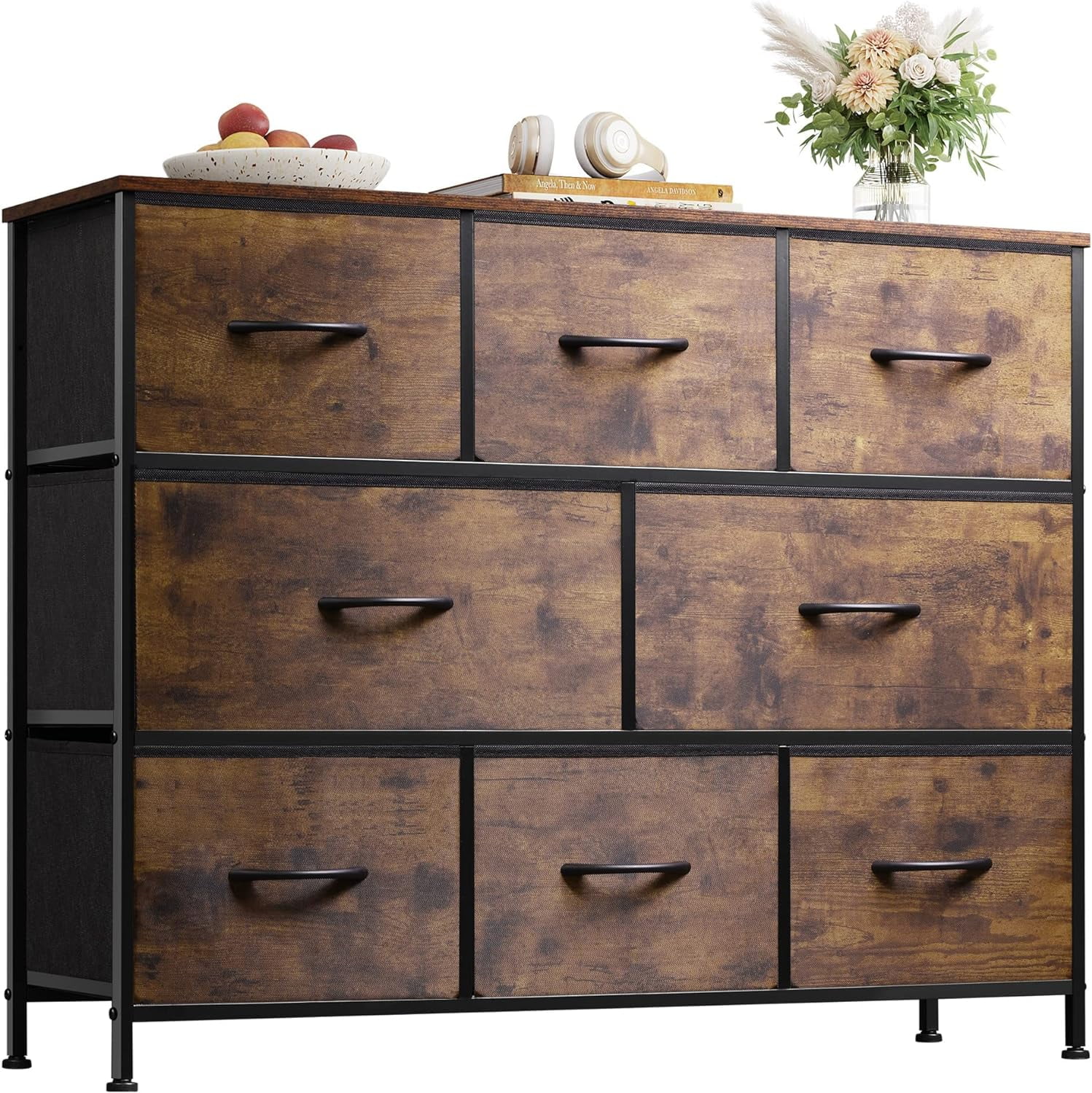 8 Drawer Dresser for Bedroom Fabric Dresser with Large Storage Drawer ...