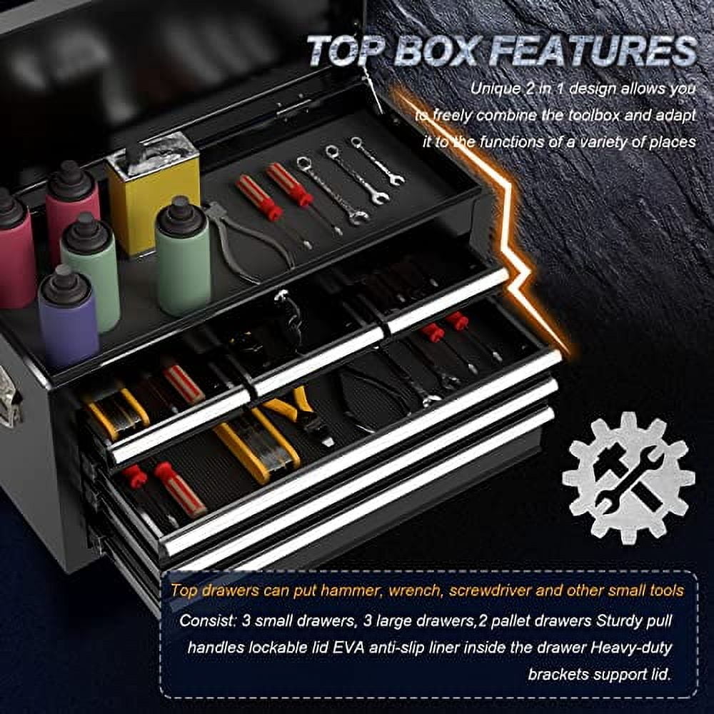 8-Drawer High Capacity Rolling Tool Chest, Detachable Tool Box with ...