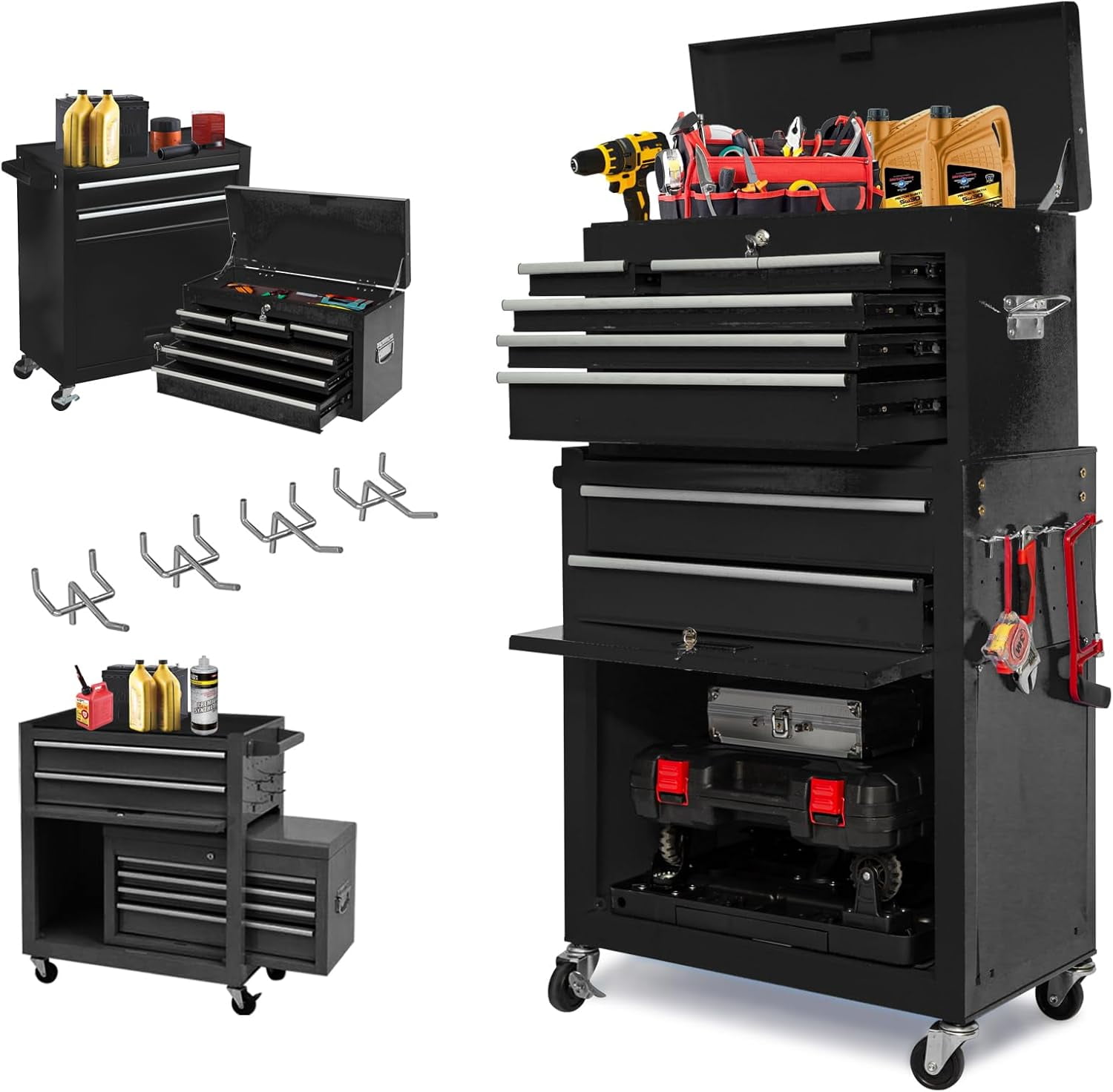 8-Drawer High Capacity Rolling Tool Chest, Detachable Tool Box with ...