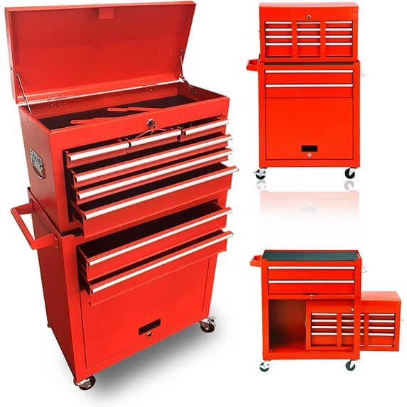 8-Drawer High Capacity Rolling Tool Chest, Removable Cabinet Storage ...