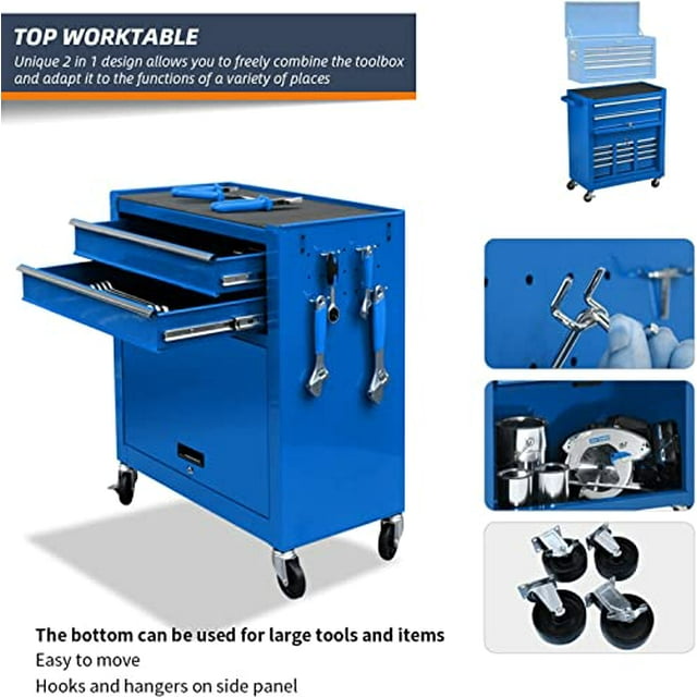 8-Drawer High Capacity Rolling Tool Chest with Wheels, Big Tool Storage Removable Tool Box Combo ...