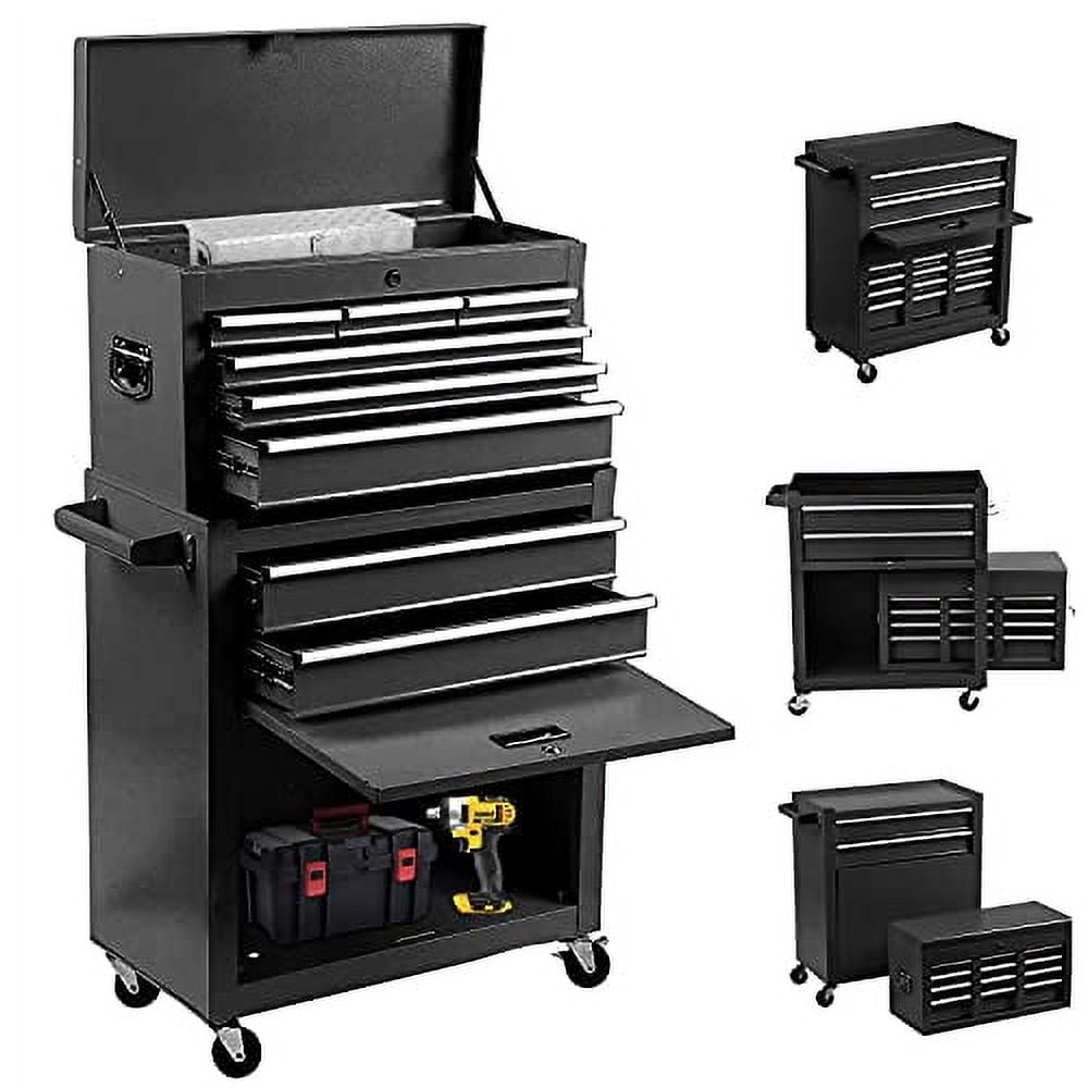 8-Drawer Rolling Tool Chest 2 in 1 High Capacity Tool Box Detachable ...