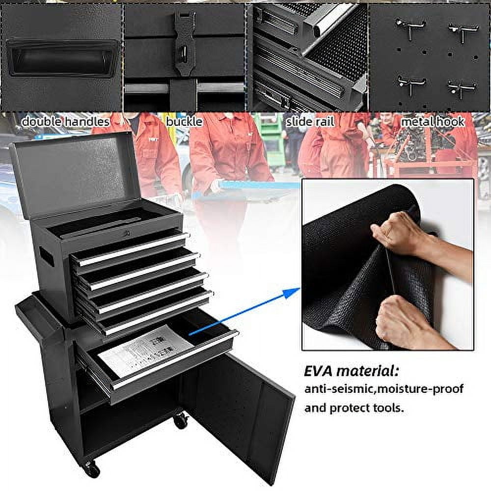 8-Drawer Rolling Tool Chest 2 in 1 High Capacity Tool Box Detachable ...