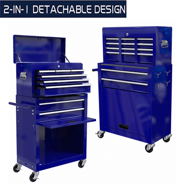 Seizeen 5-Drawer Roller Tool Box, Lockable Metal Storage on Wheels ...
