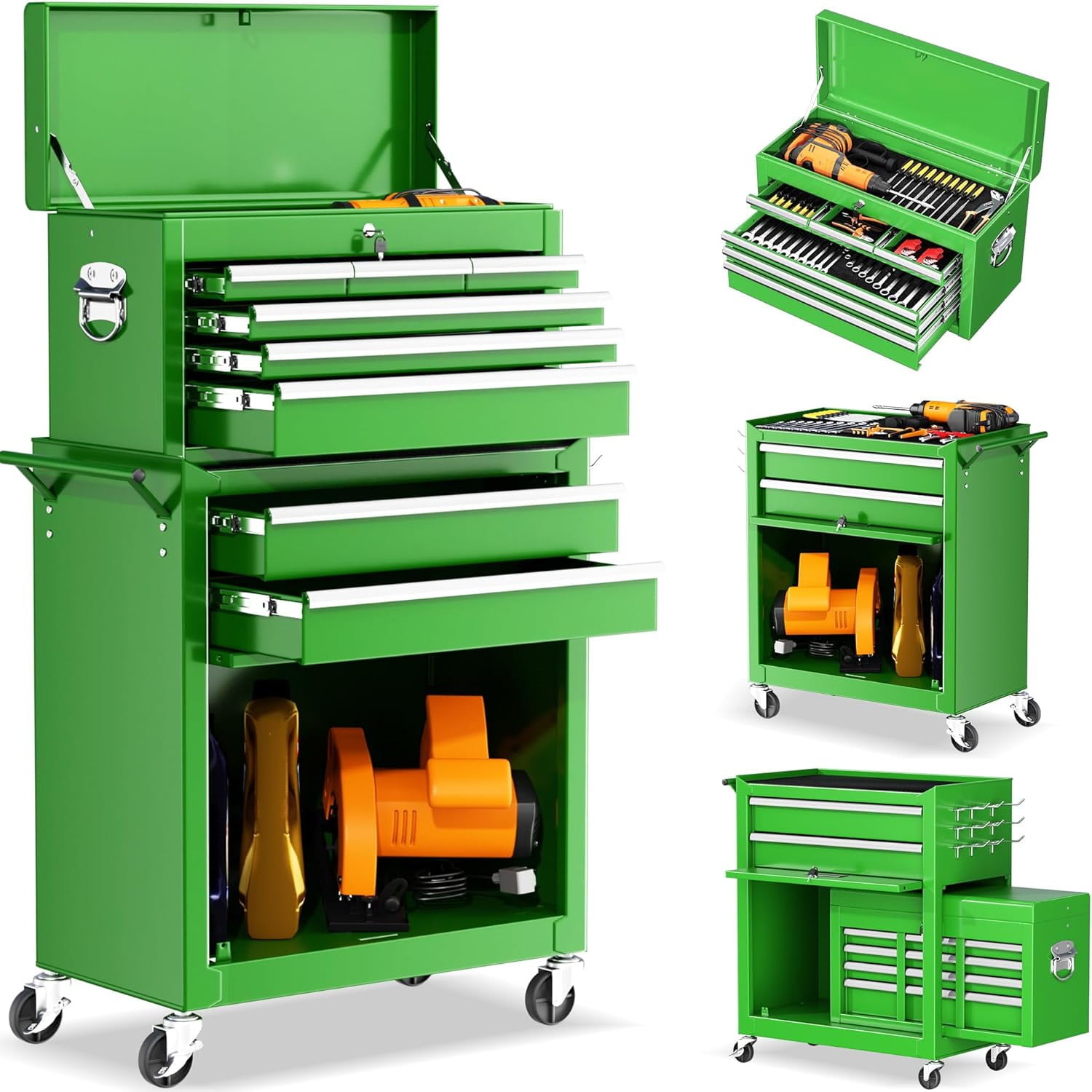 8-Drawer Rolling Tool Chest - Heavy-Duty Steel Tool Cabinet with ...