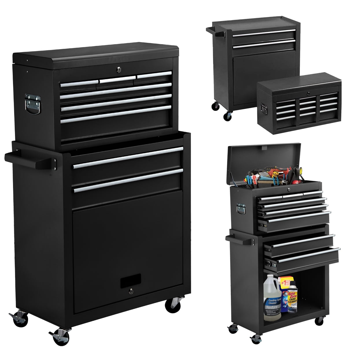 8-Drawer Rolling Tool Chest High Capacity Portable Tool Box Organizer ...
